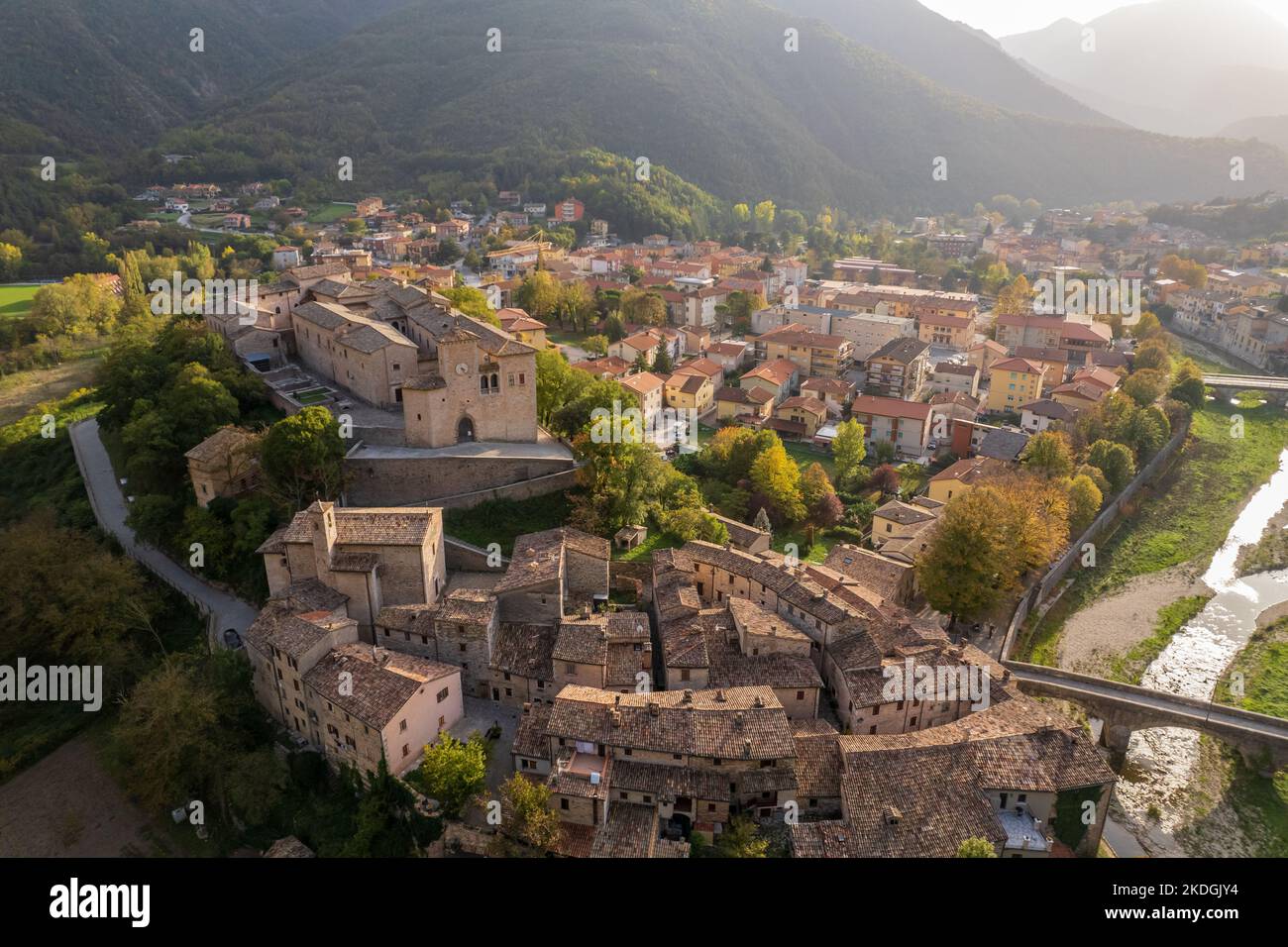 Aerial view of Piobbico town in Marche region in Italy Stock Photo - Alamy