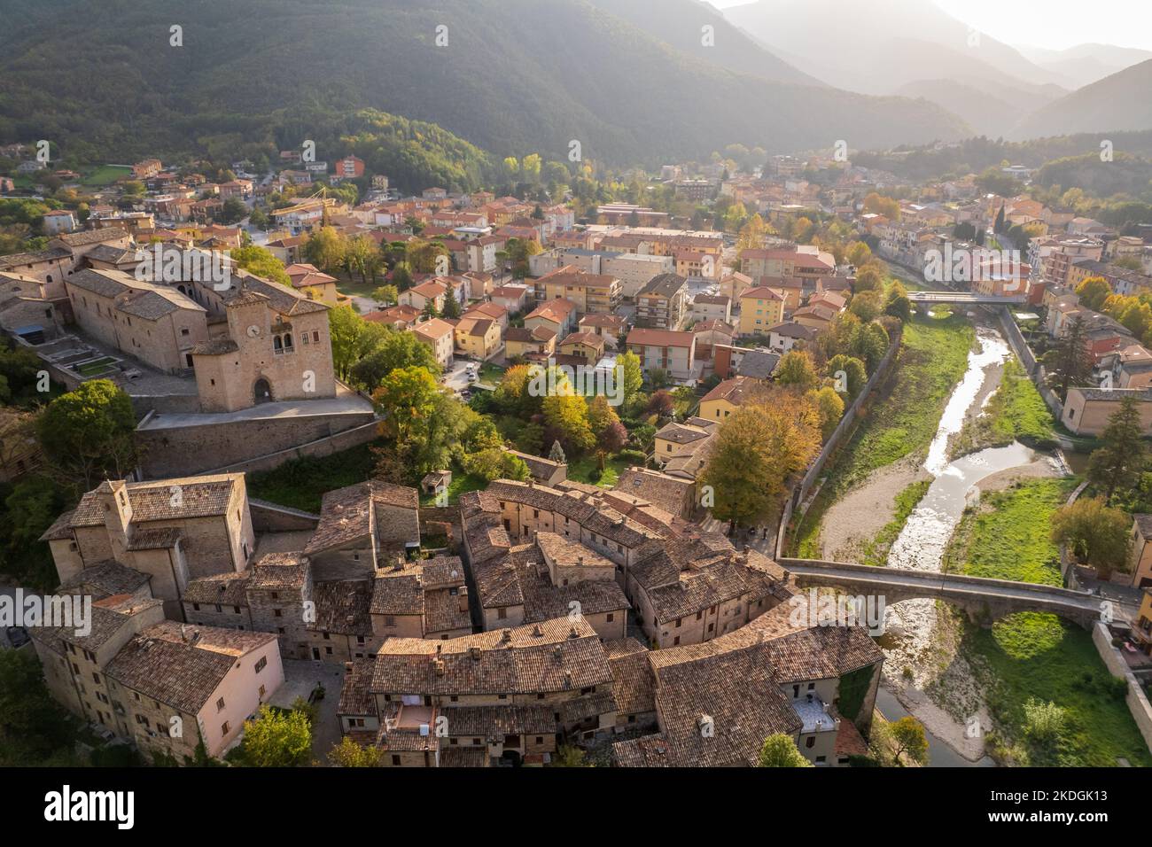 Aerial view of Piobbico town in Marche region in Italy Stock Photo - Alamy
