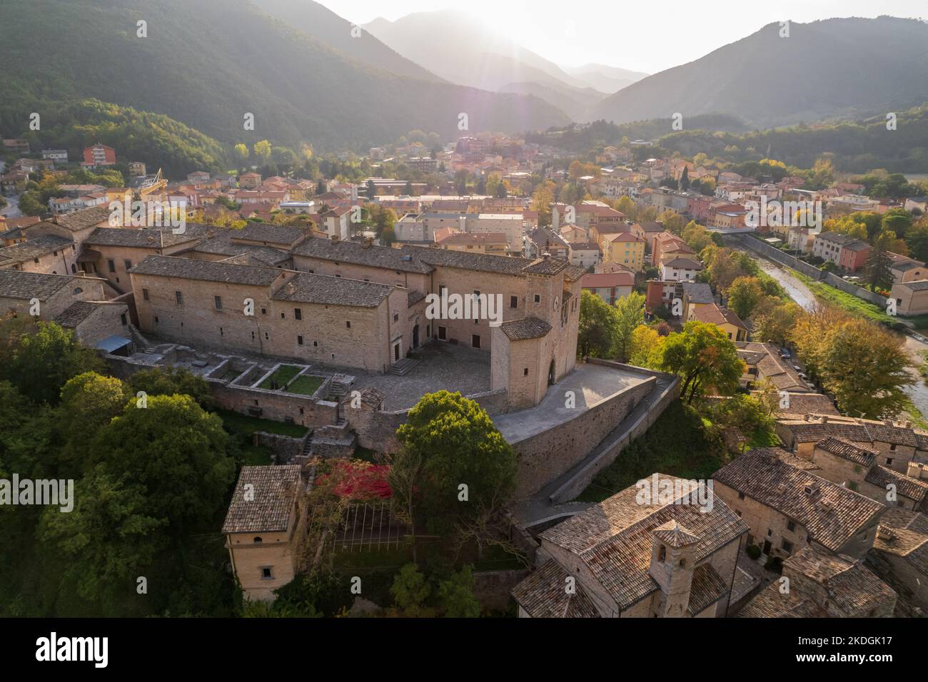 Aerial view of Piobbico town in Marche region in Italy Stock Photo - Alamy