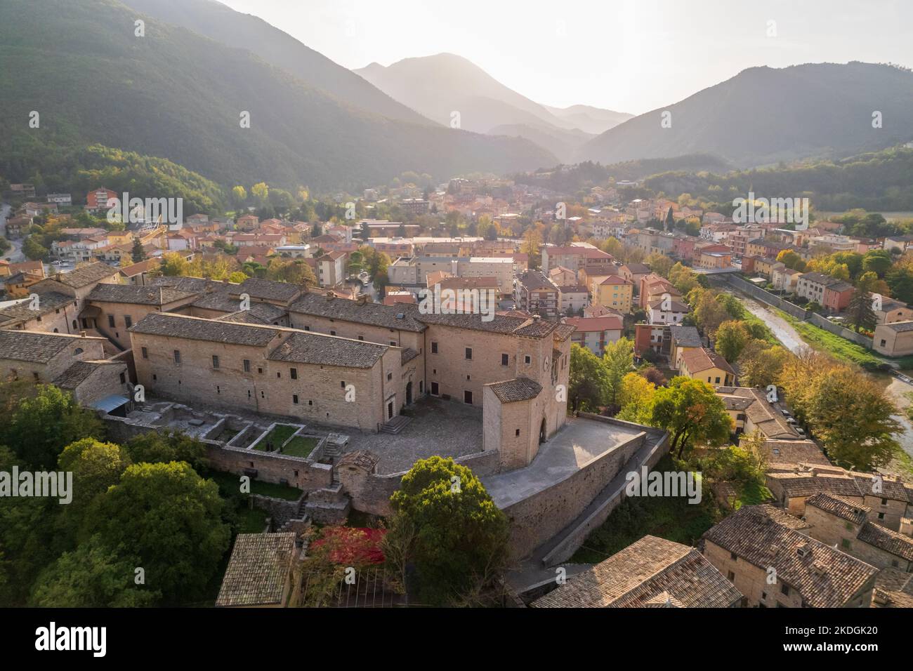 Aerial view of Piobbico town in Marche region in Italy Stock Photo - Alamy