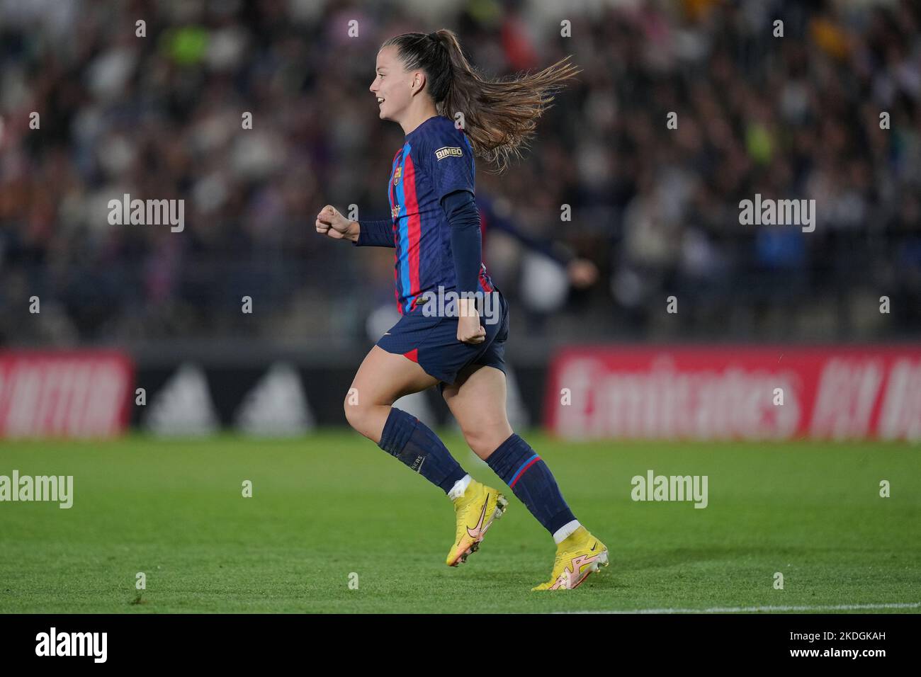 Claudia Pina of FC Barcelona celebrates the 0-3 scored by Aitana ...