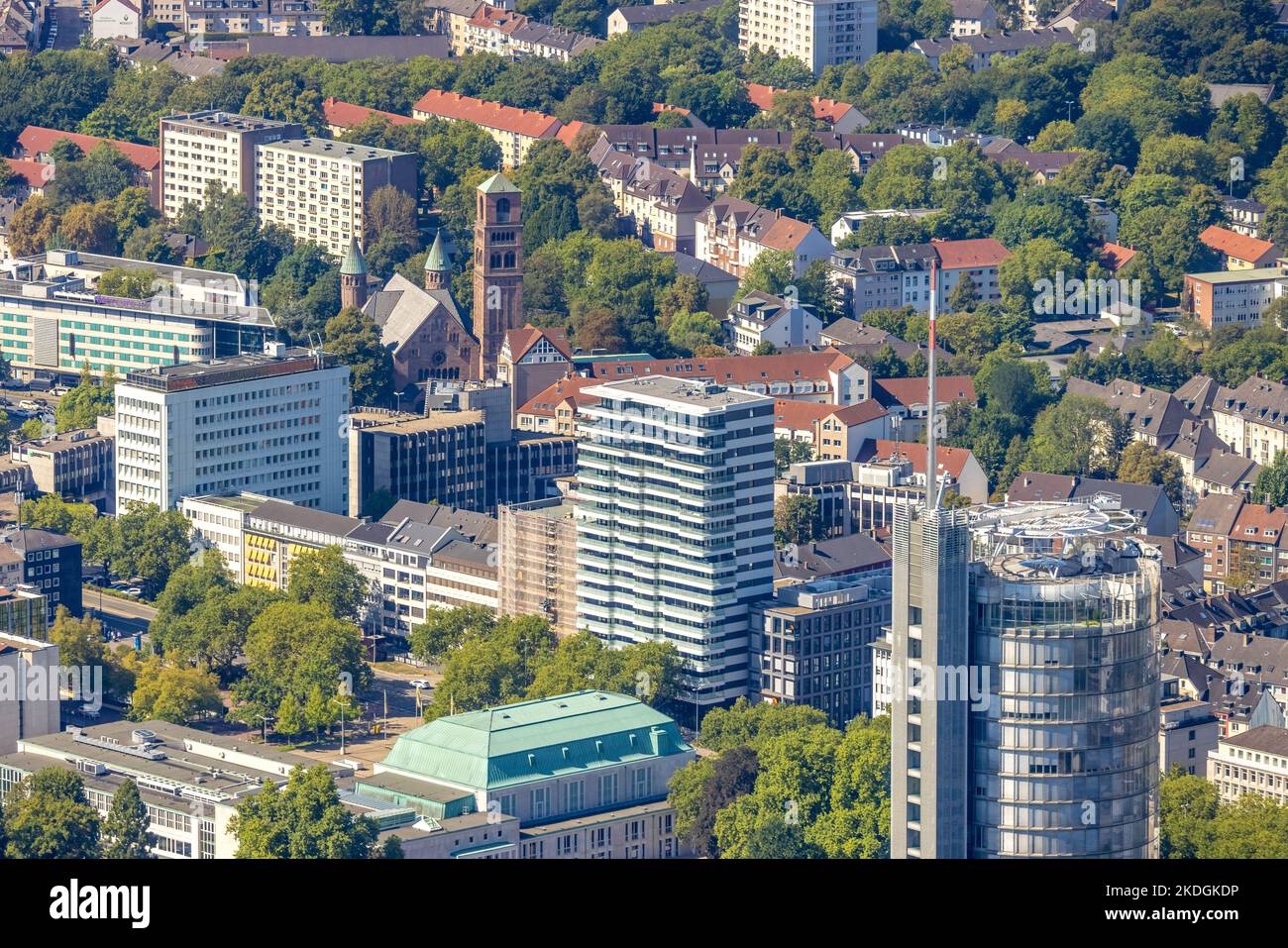 Aerial view, new construction residential building high-rise Huyssen ...
