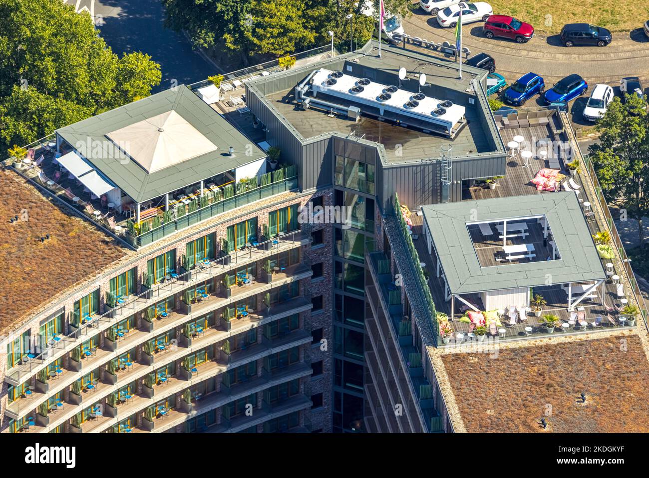 Aerial view, Flowers Hotel, roof terrace, balconies, Westviertel, Essen ...
