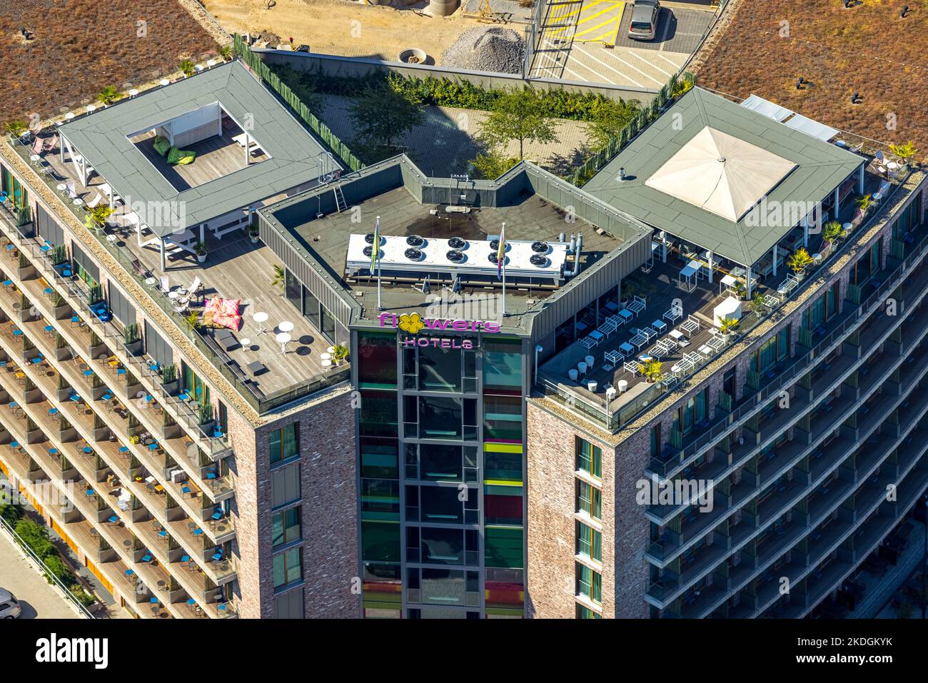 Aerial view, Flowers Hotel, roof terrace, balconies, Westviertel, Essen ...