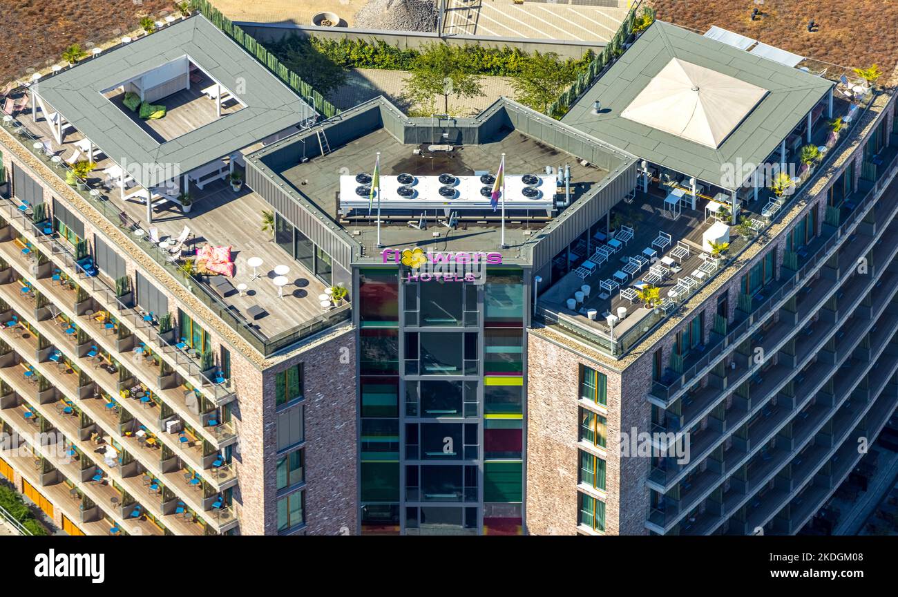 Aerial view, Flowers Hotel, roof terrace, balconies, Westviertel, Essen ...