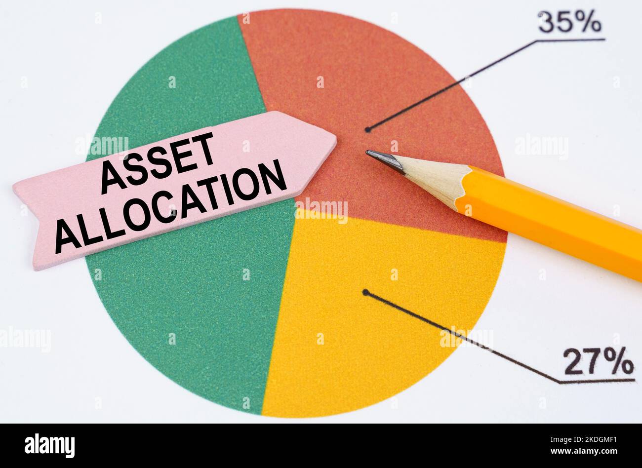 Business Concept On The Pie Chart There Is A Pencil And An Arrow