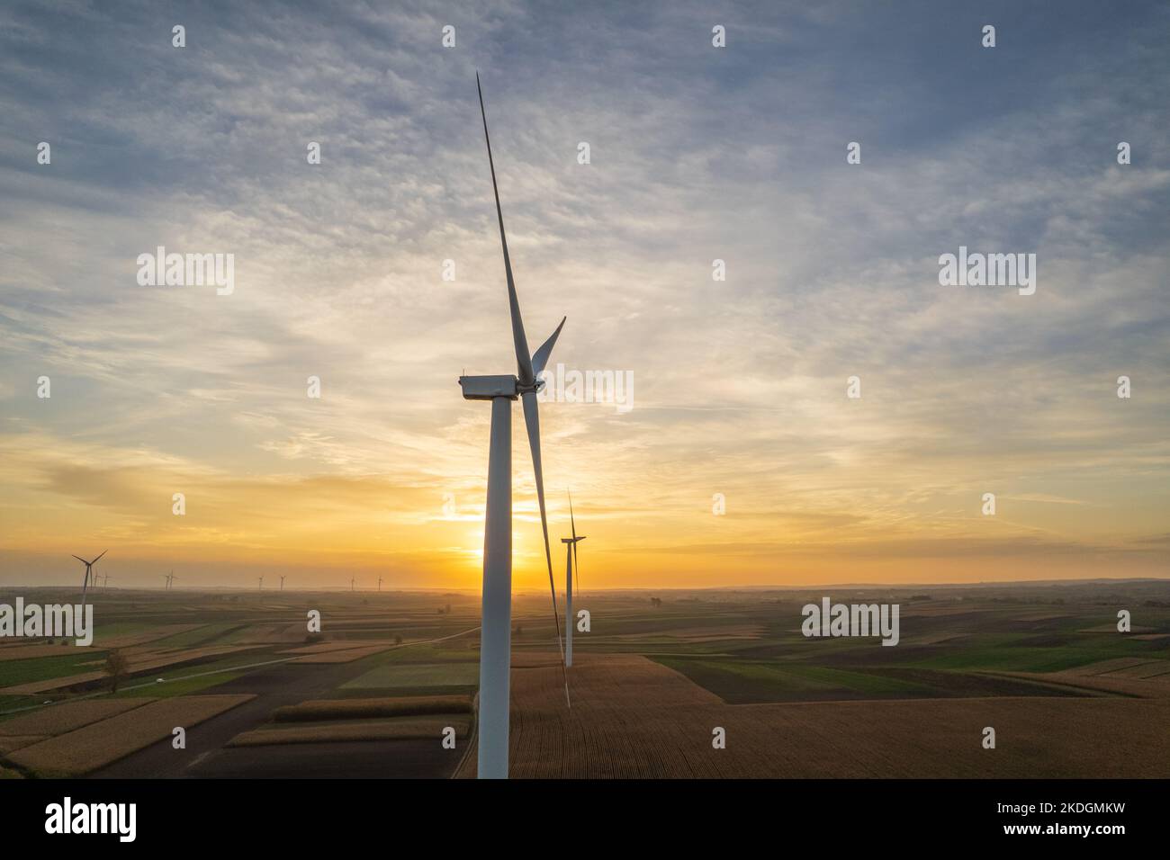 Aerial view of windmill on wind farm Stock Photo - Alamy