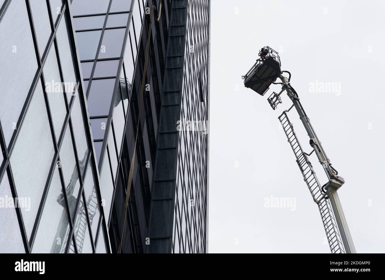 Rescue service concept. The ambulance car lift of the rescue service is ...