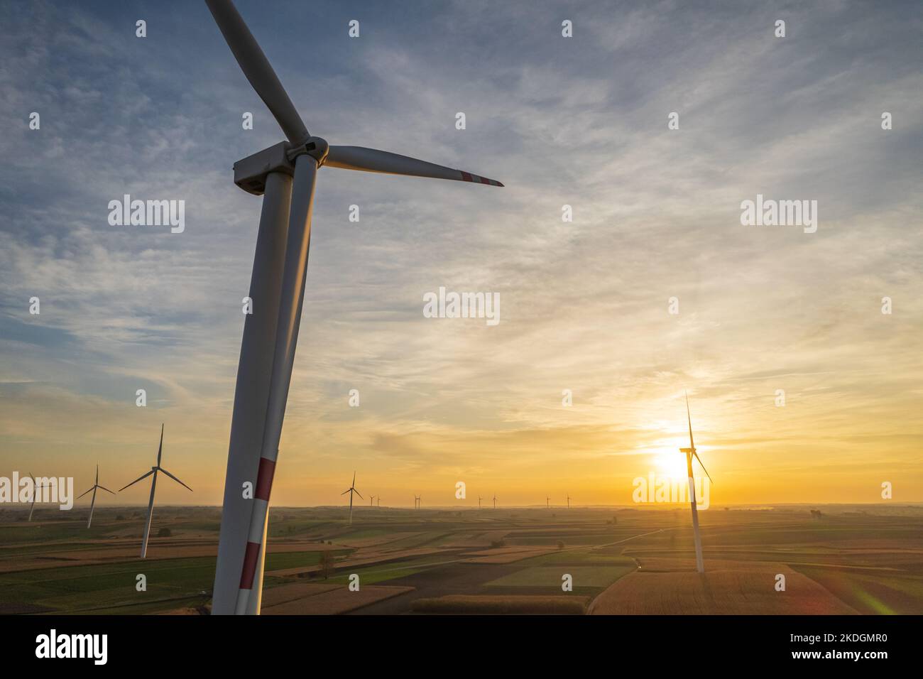 Aerial view of windmill on wind farm Stock Photo - Alamy
