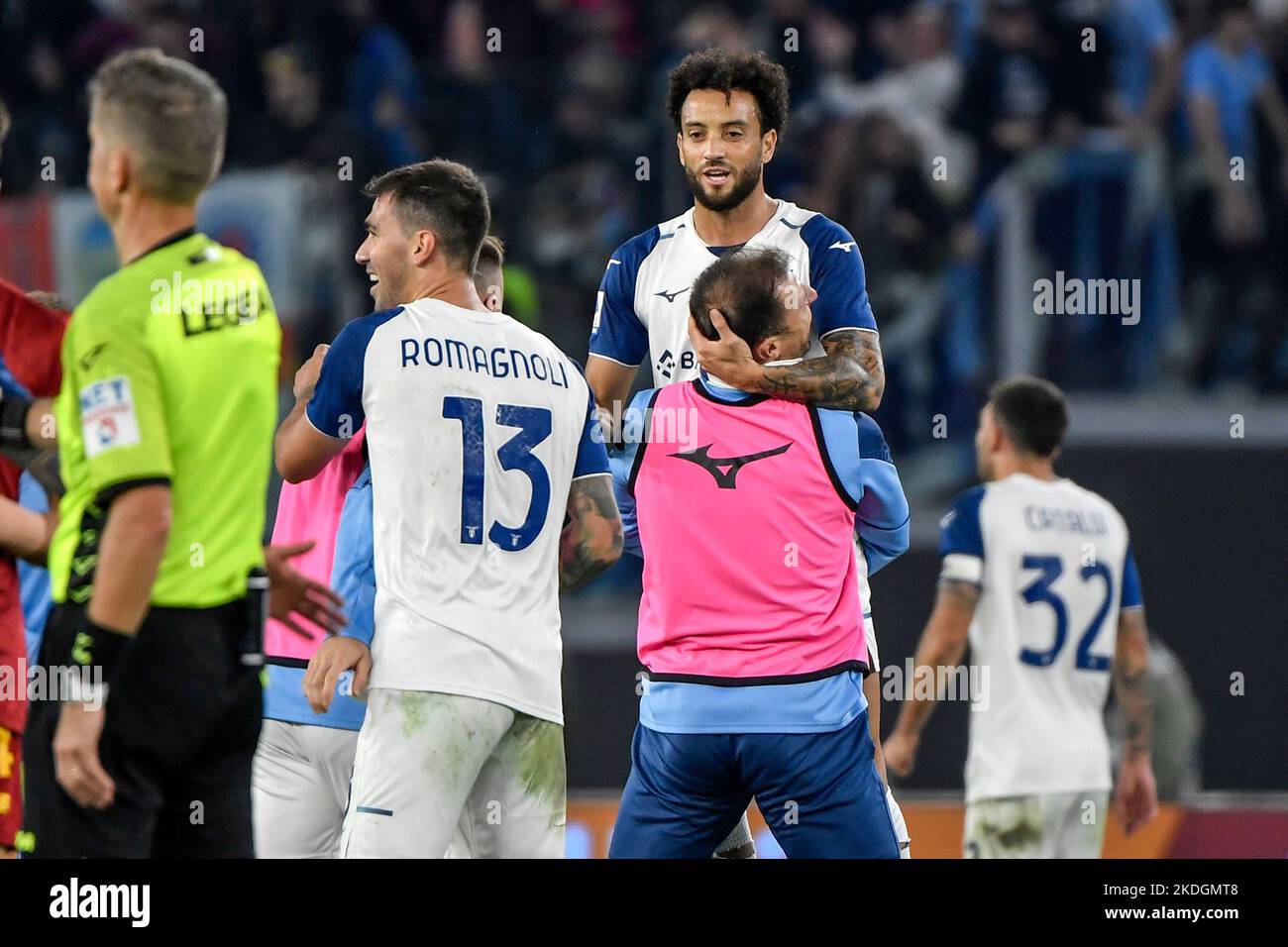 Roma, Italy. 06th Nov, 2022. Alessio Romagnoli, Felipe Anderson and ...