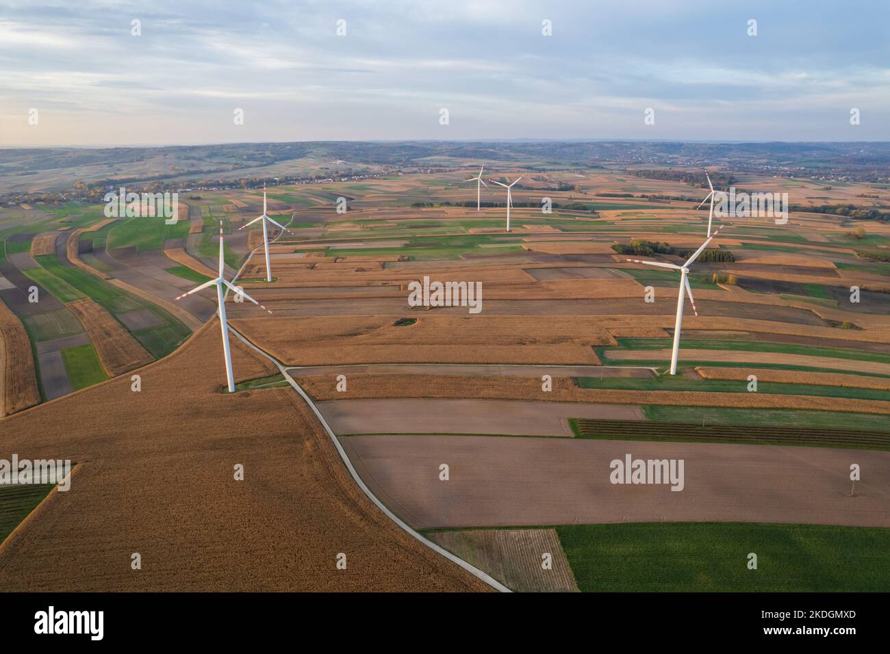 Aerial view of windmill on wind farm Stock Photo - Alamy