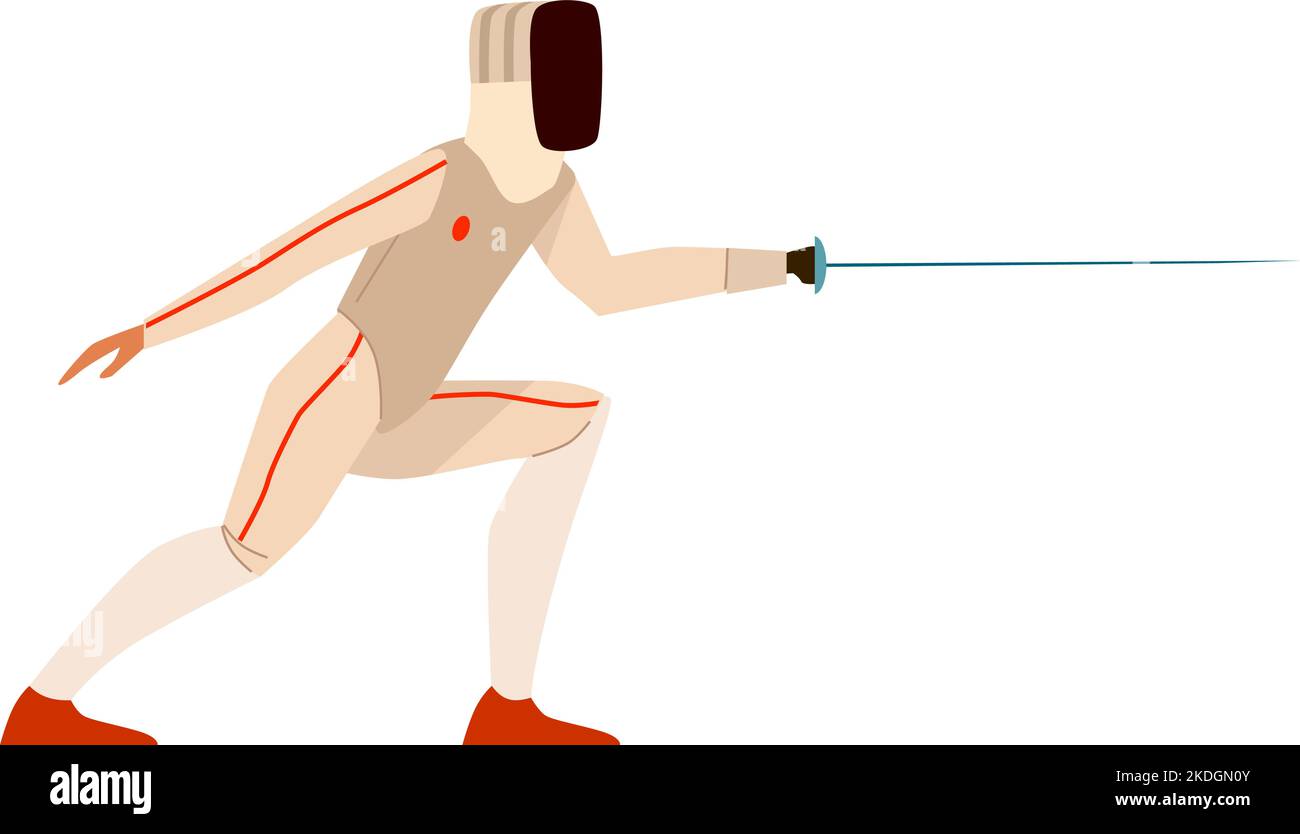 Fencing person with foil. Combat sport player character Stock Vector ...