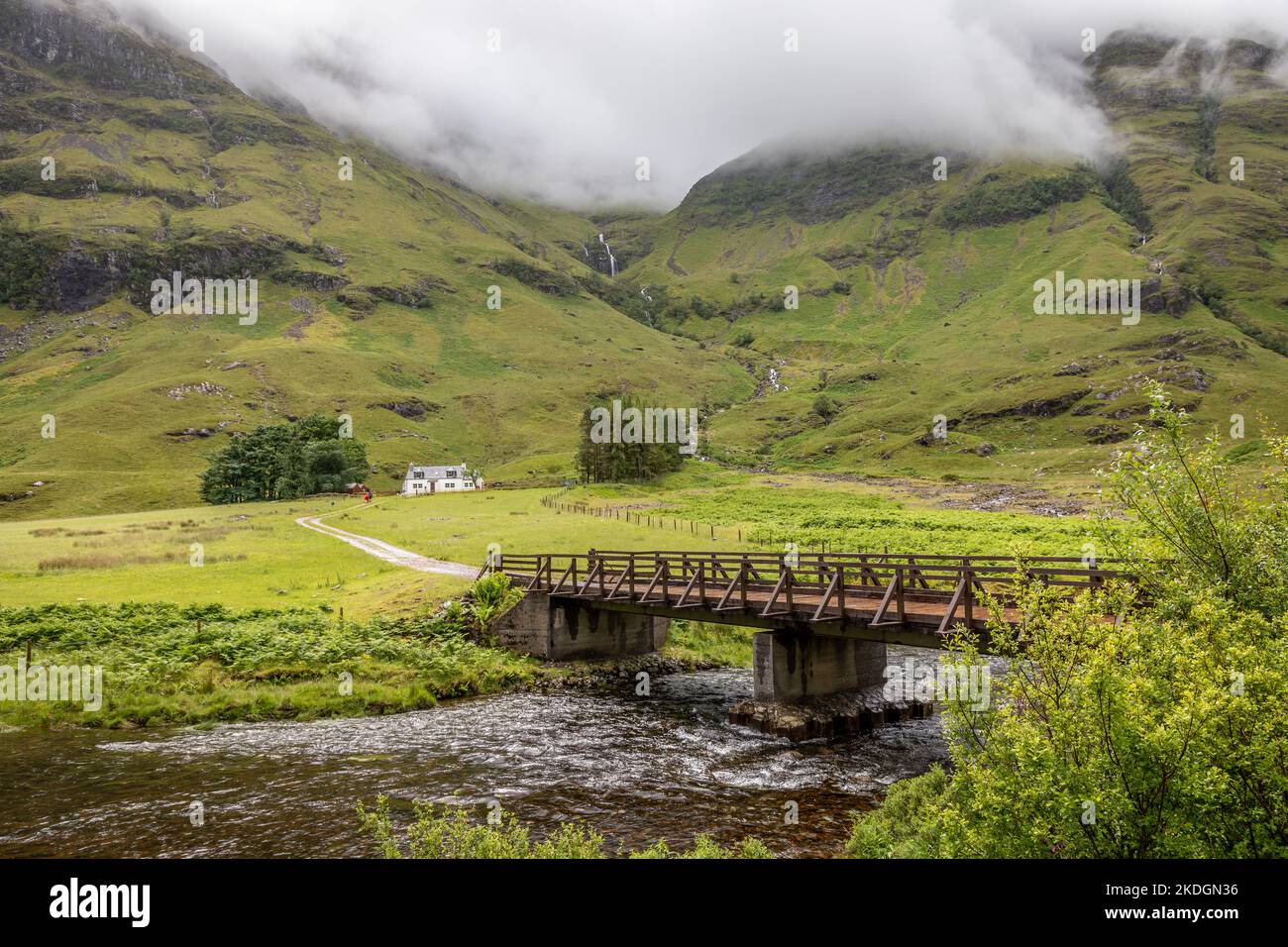 Bridge across the River Coe in the Achnambeithach Valley, Glencoe ...