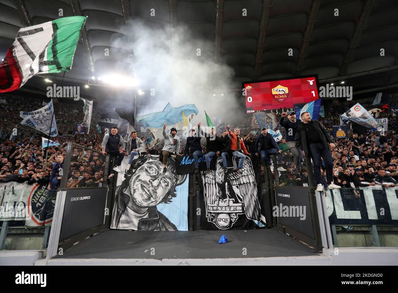 Rome, . 06th Nov, 2022. Rome, Italy 06.11.2022: Lazio fans Curva nord ...