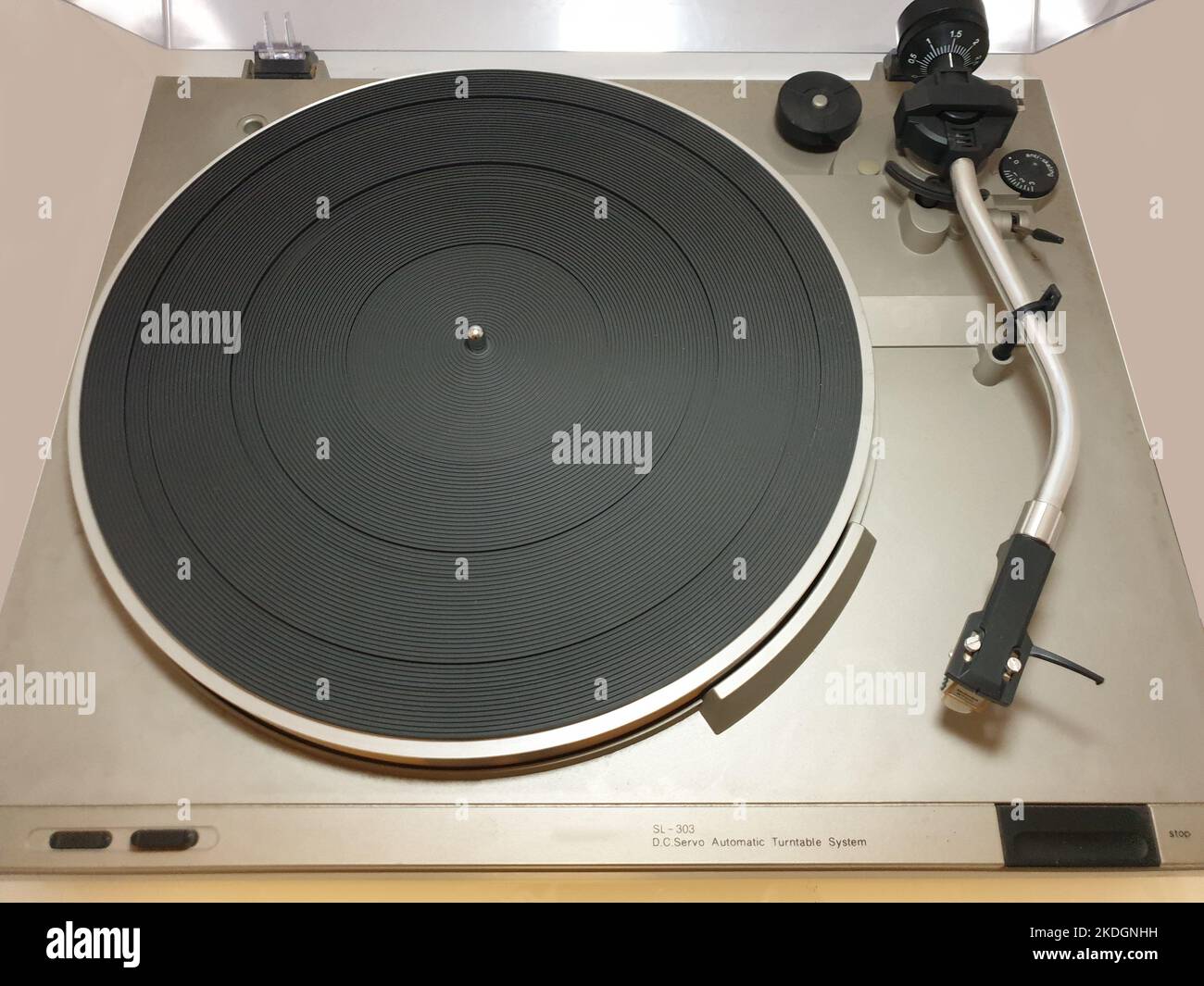 Vintage automatic analog turntable high view Stock Photo - Alamy