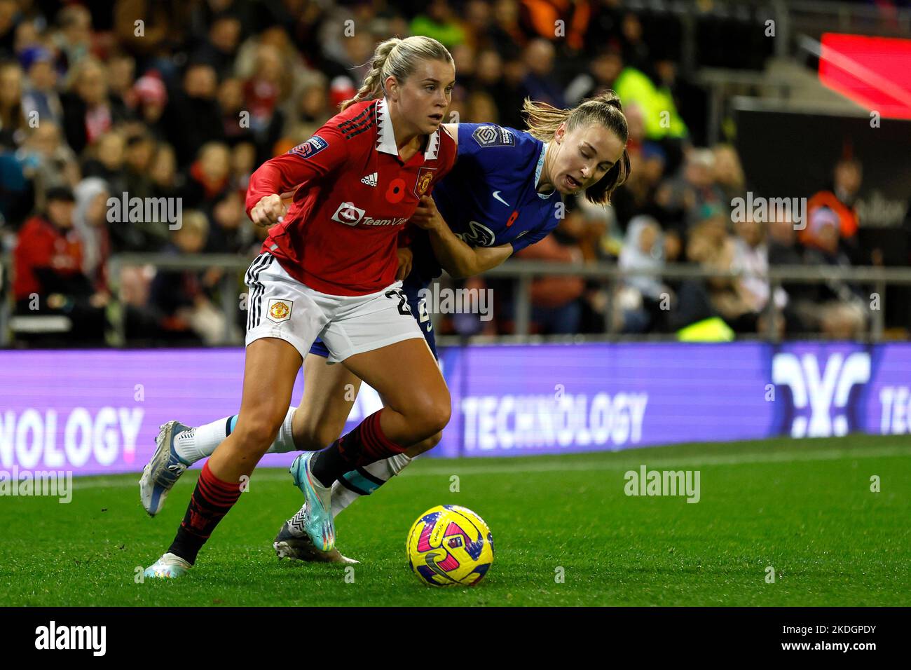 Manchester United's Alessia Russo and Chelsea's Niamh Charles in action ...