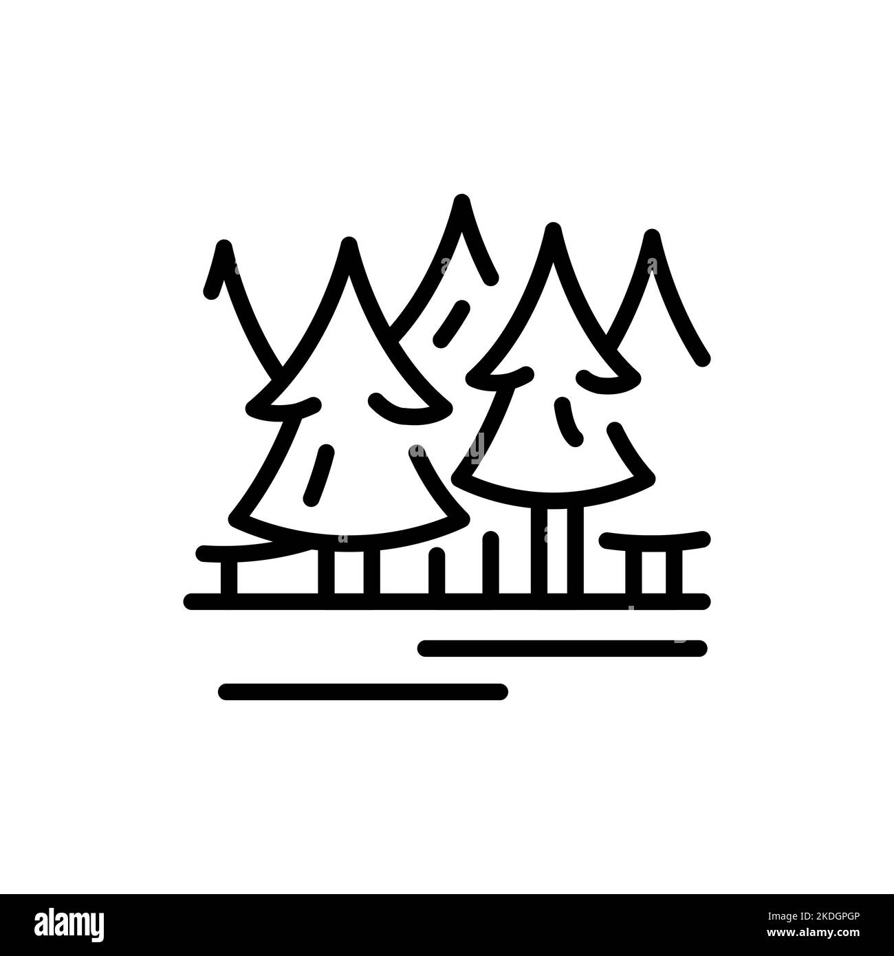 Coniferous forest black line icon. Nature landscape. Pictogram for web ...