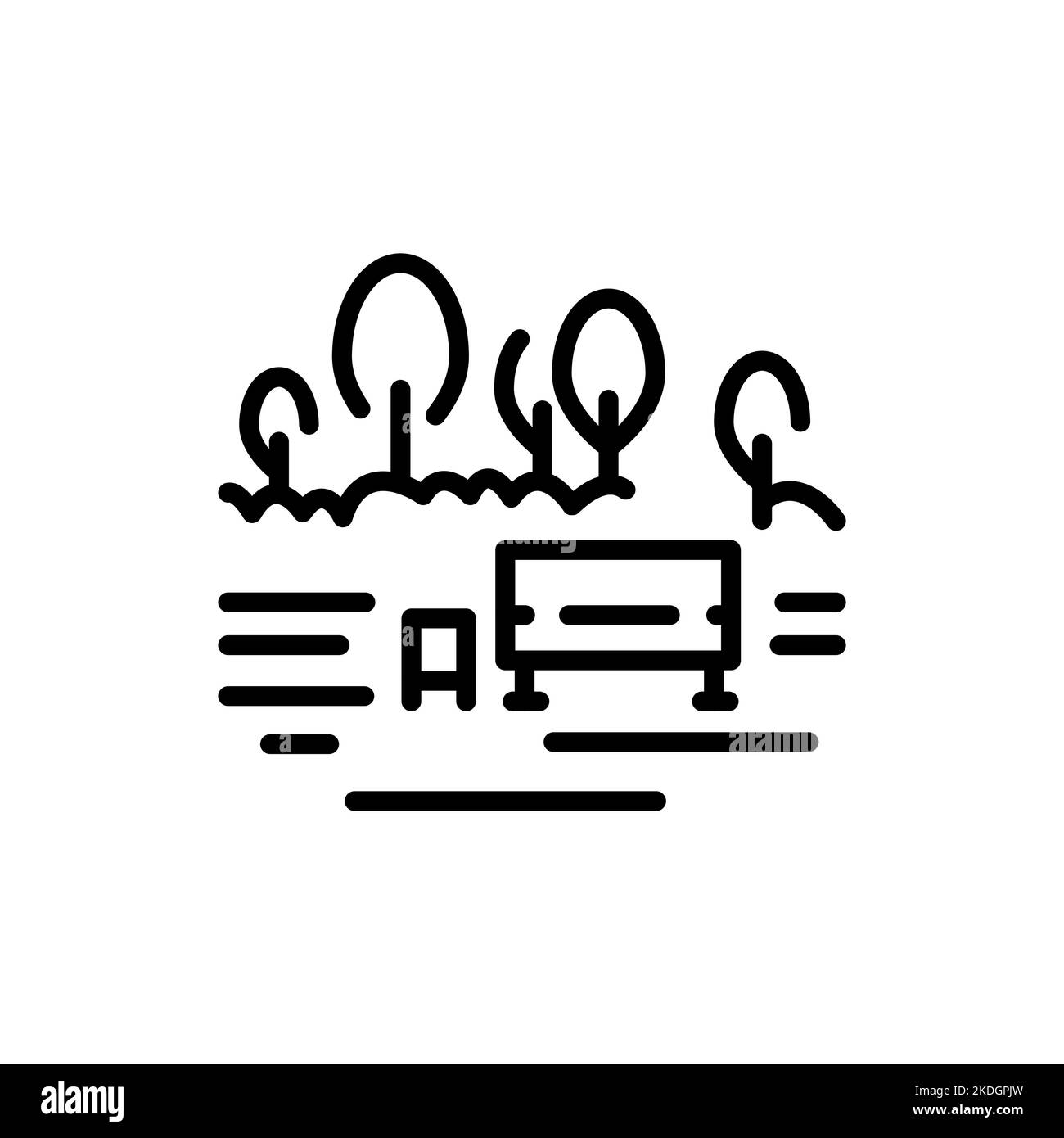 Park black line icon. Nature landscape. Pictogram for web page Stock ...