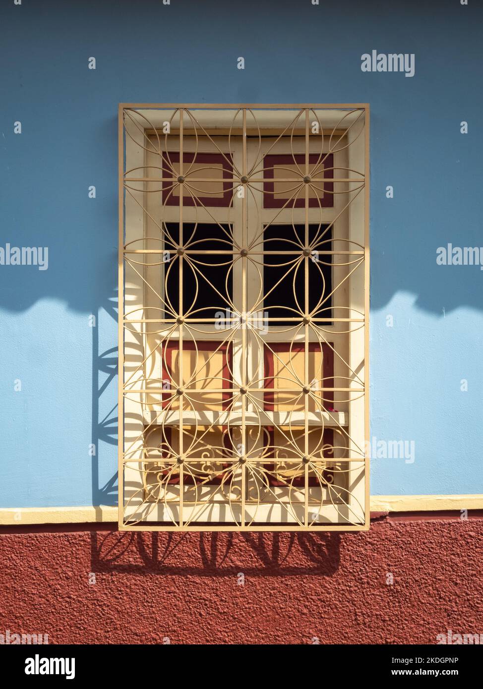 Yellow and Red Window in a Blue Background, Characteristic of the Town ...