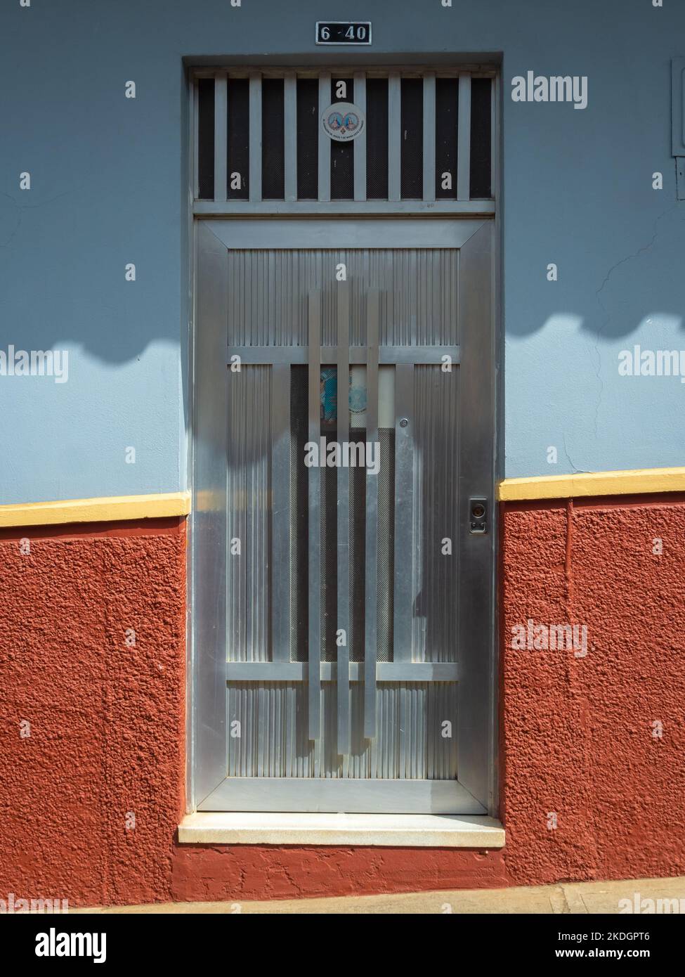 Silver Door in a Red and Blue Background, Characteristic of the Town of ...
