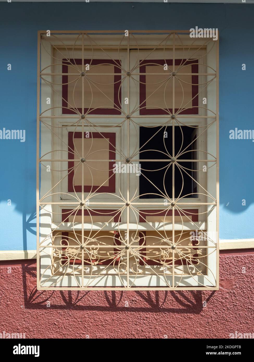 Yellow and Red Window in a Blue Background, Characteristic of the Town ...