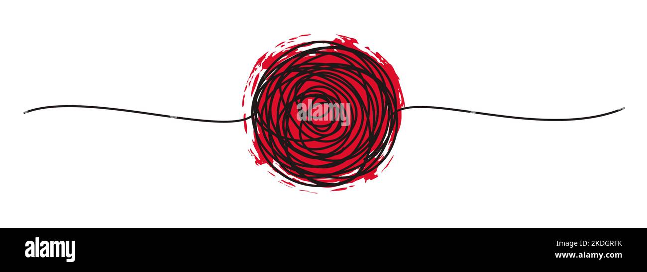 Tangled banner with scribbled circle hand drawn with thin line, divider ...