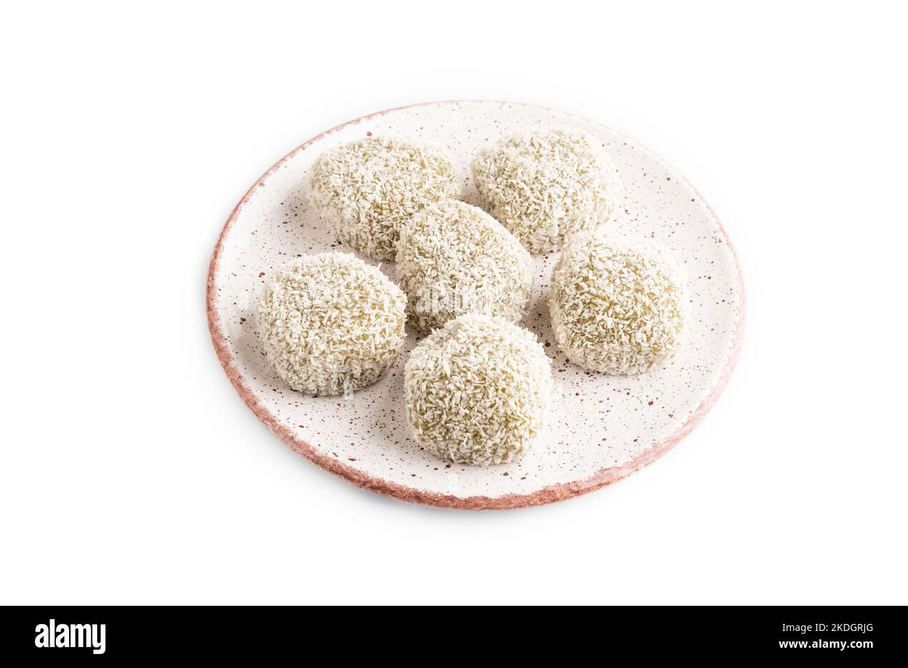 Japanese rice sweet buns mochi filled with pandan jam isolated on white ...