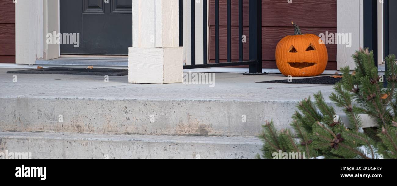 Pumpkins on display for Halloween decorations Stock Photo - Alamy