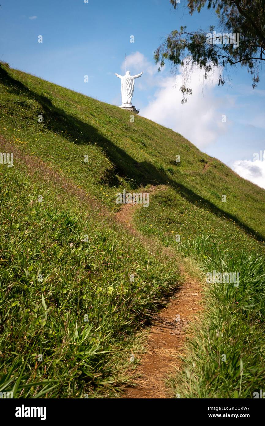 Path in the Grass That Leads to a Christ Statue on a Hill Stock Photo ...