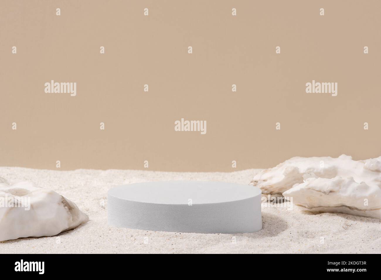 Background for cosmetic products of natural beige color Stock Photo - Alamy