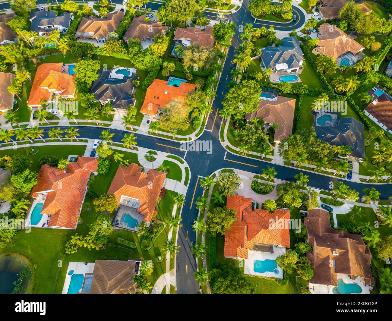 Aerial drone photo of luxury homes in Weston Florida USA Stock Photo ...