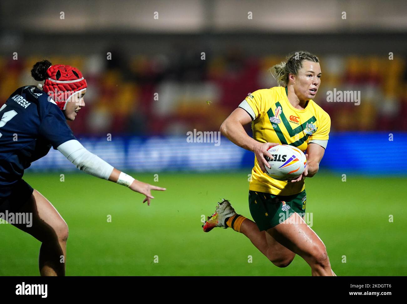 Australia's Emma Tonegato during the Women's Rugby League World Cup ...
