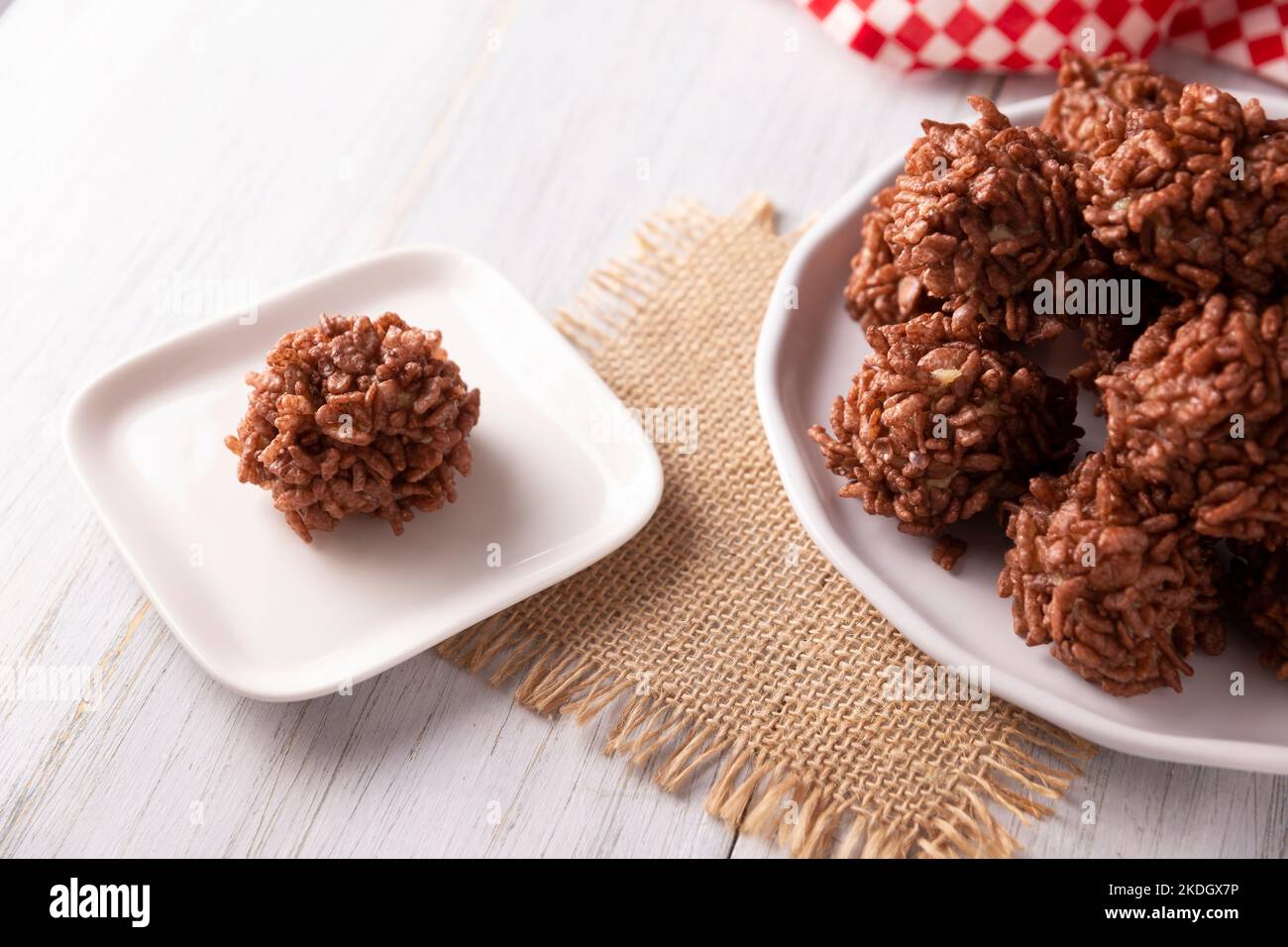 Homemade Caramel Marshmallows covered in chocolate flavor puffed rice ...