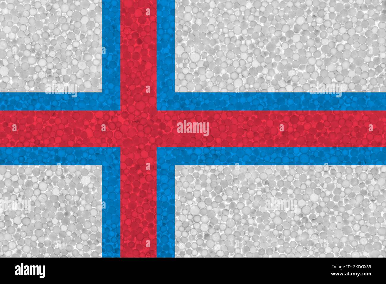 Flag of Faroe Islands on styrofoam texture. national flag painted on ...