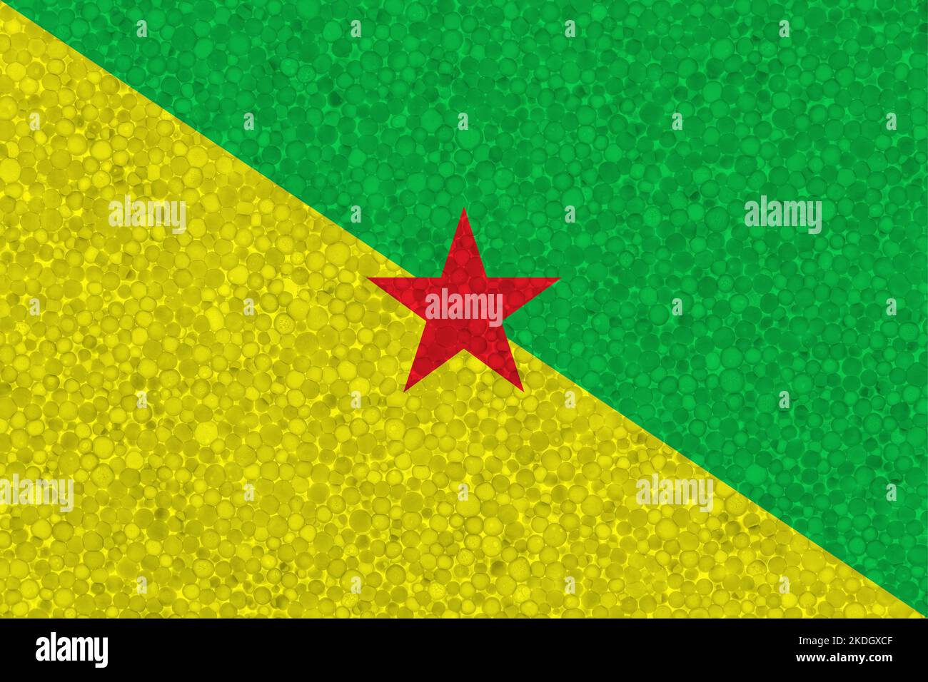 Flag of French Guiana on styrofoam texture. national flag painted on ...