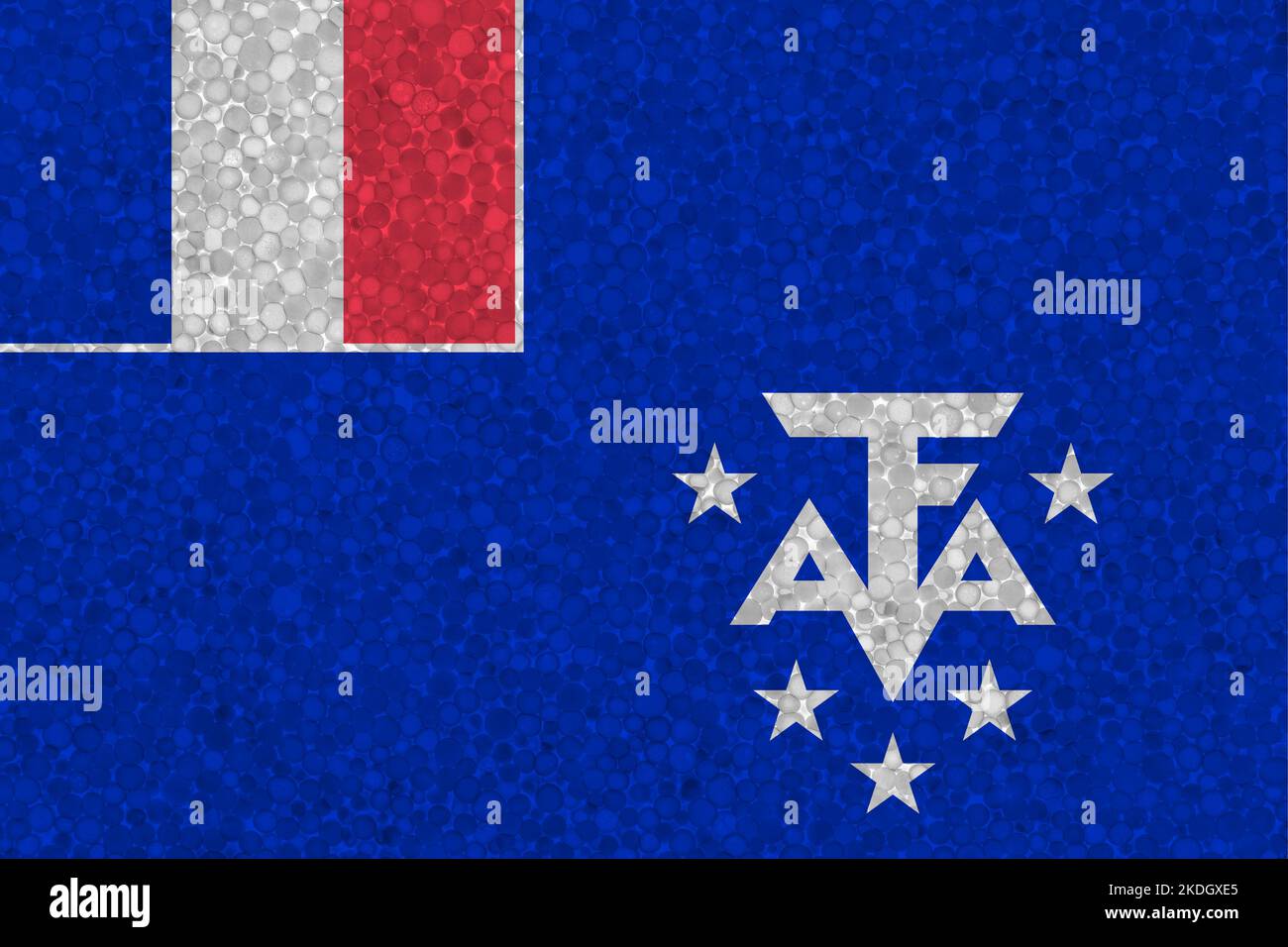 Flag of French Southern and Antarctic Lands on styrofoam texture ...