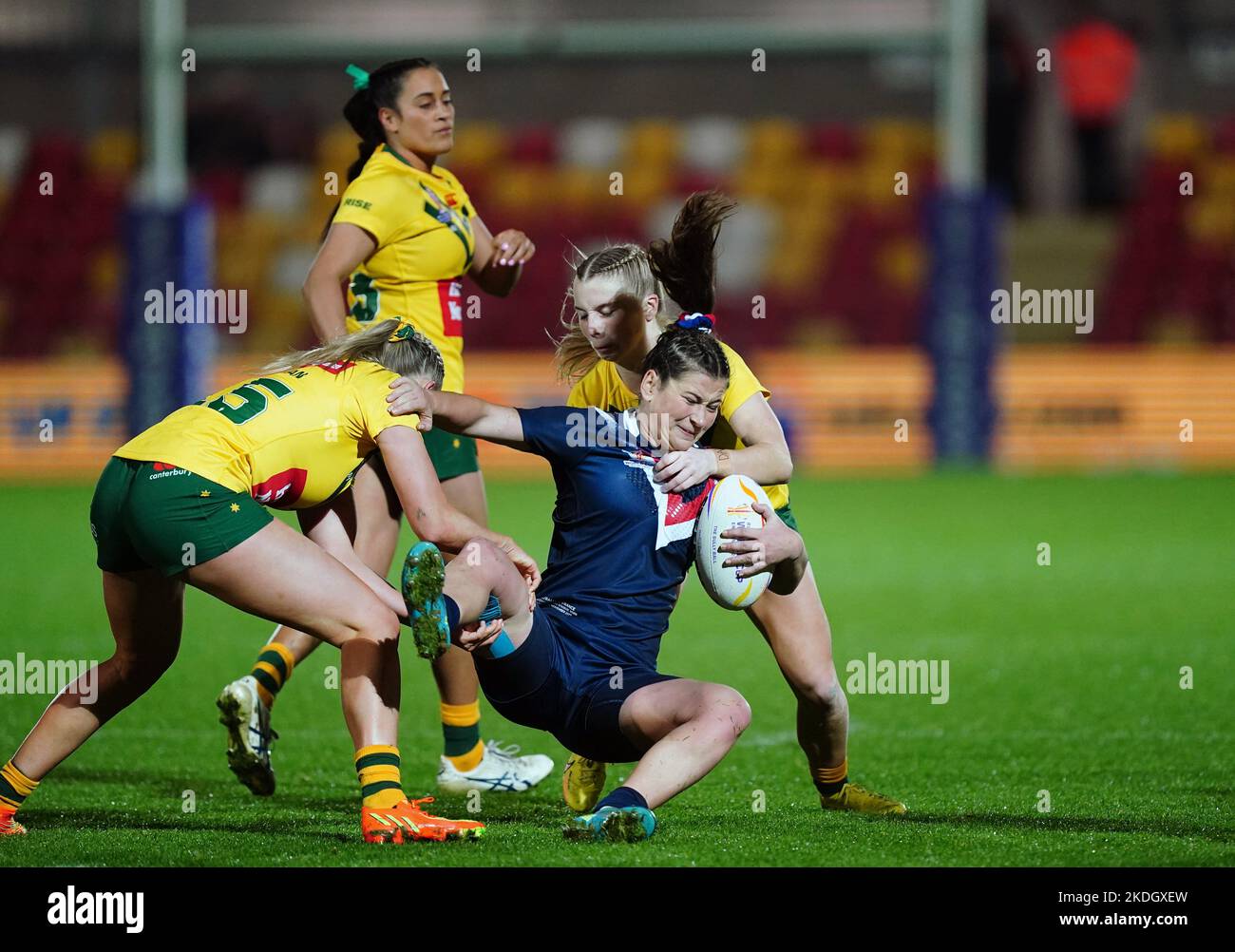 France's Manon Samarra tackled by Australia's Jaime Chapman and Tarryn ...