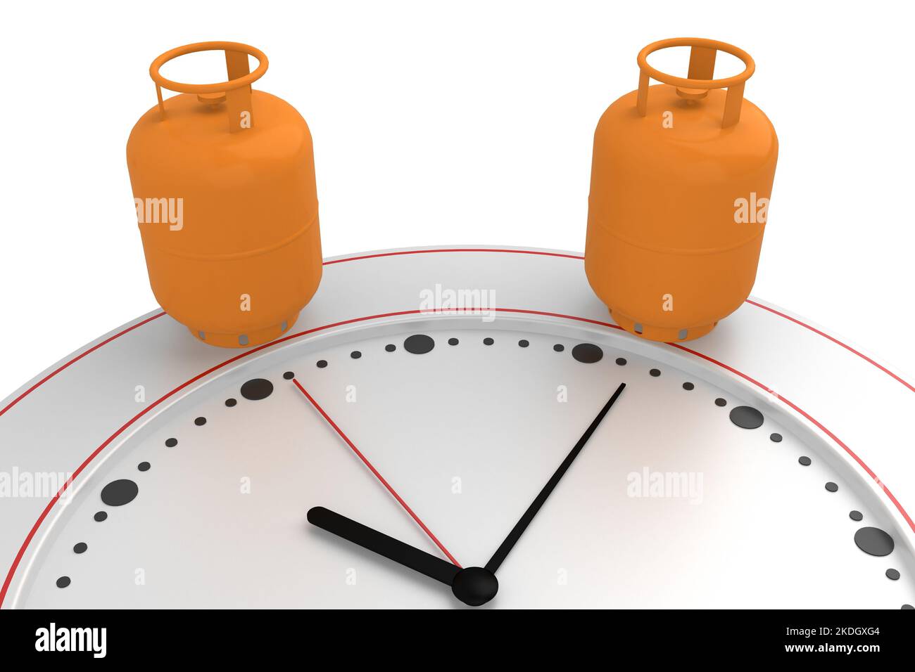 two gas cylinder on the dial. concept it's time to change the gas tank ...