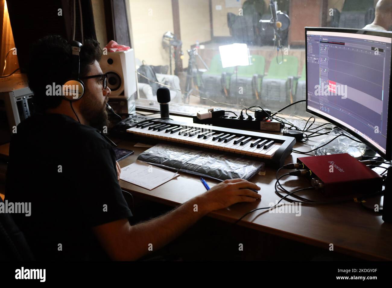 The sound engineer, Ubadah Alajnaf supervises the rehearsals of the ...