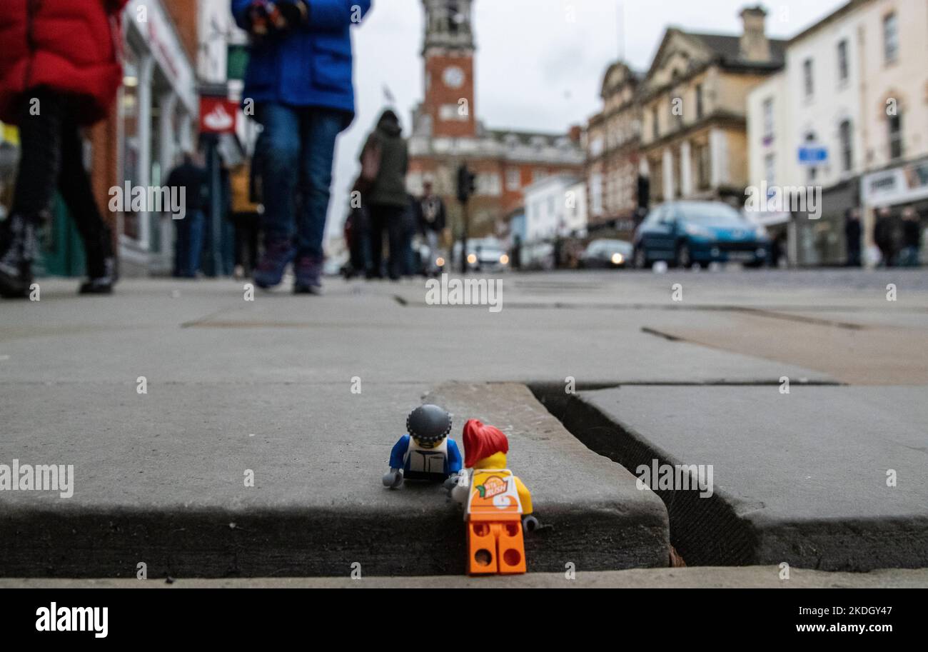 Lego models, Crashes, small Lego in a big world Stock Photo - Alamy