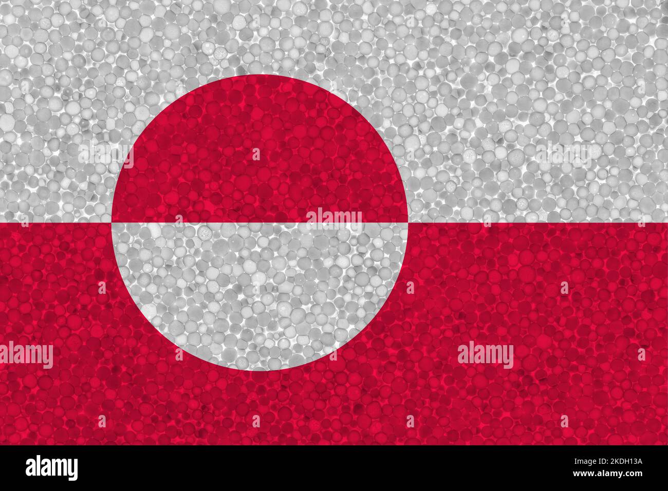 Flag of Greenland on styrofoam texture. national flag painted on the ...