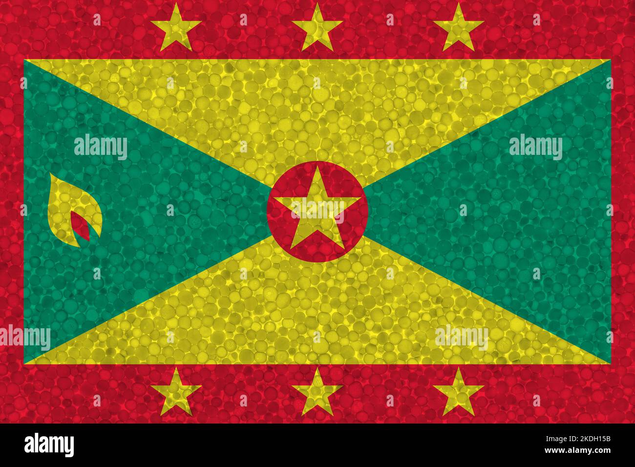 Flag of Grenada on styrofoam texture. national flag painted on the ...