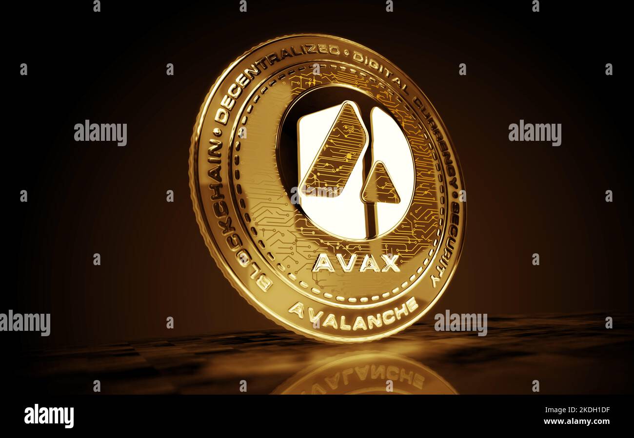Avalanche Avax cryptocurrency gold coin on green screen background ...
