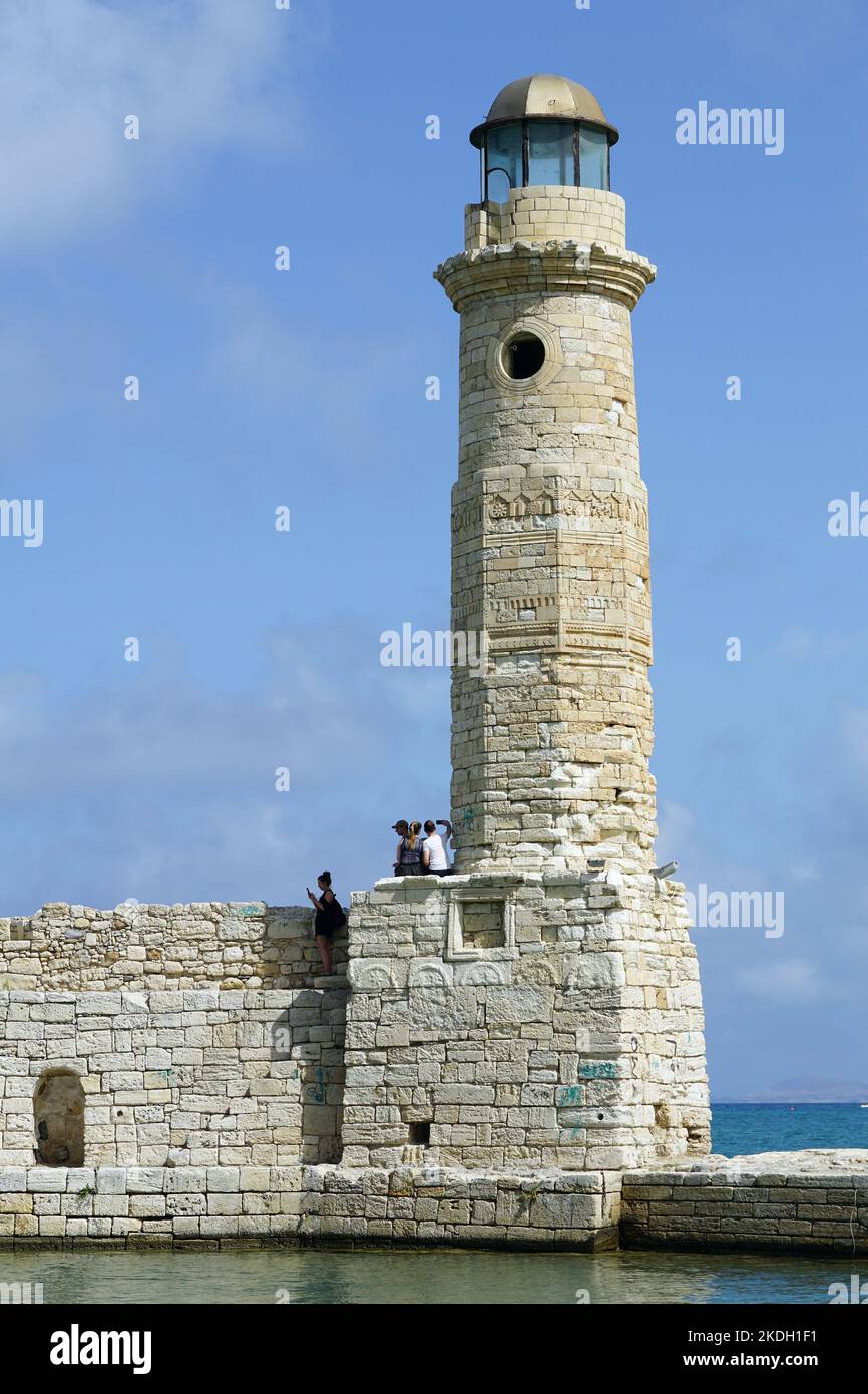Lighthouse, Old Venetian port, Rethymno, Crete, Greece, Europe Stock ...