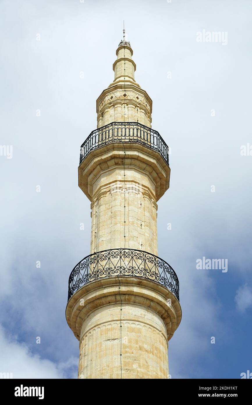 minaret, Neradje Mosque or Neradjes, Rethymno, Crete, Greece, Europe ...