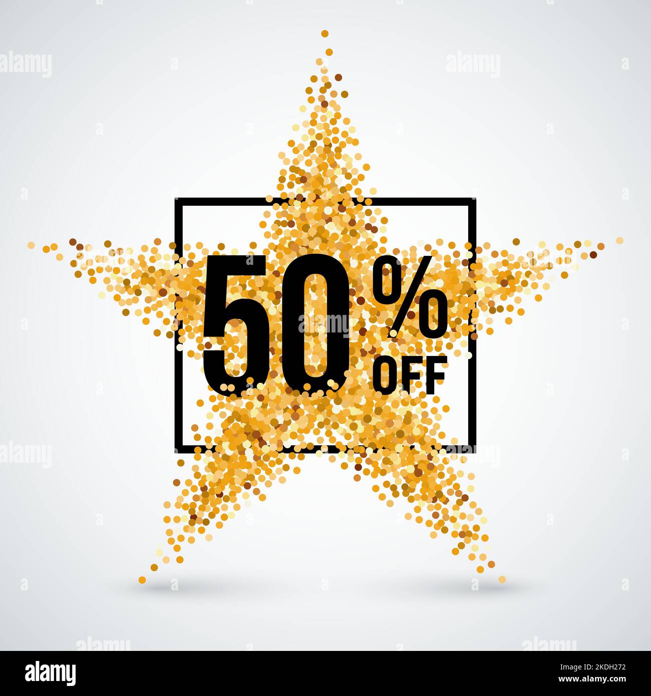 Golden Star and Frame with Discount Fifty Percent Stock Vector Image ...