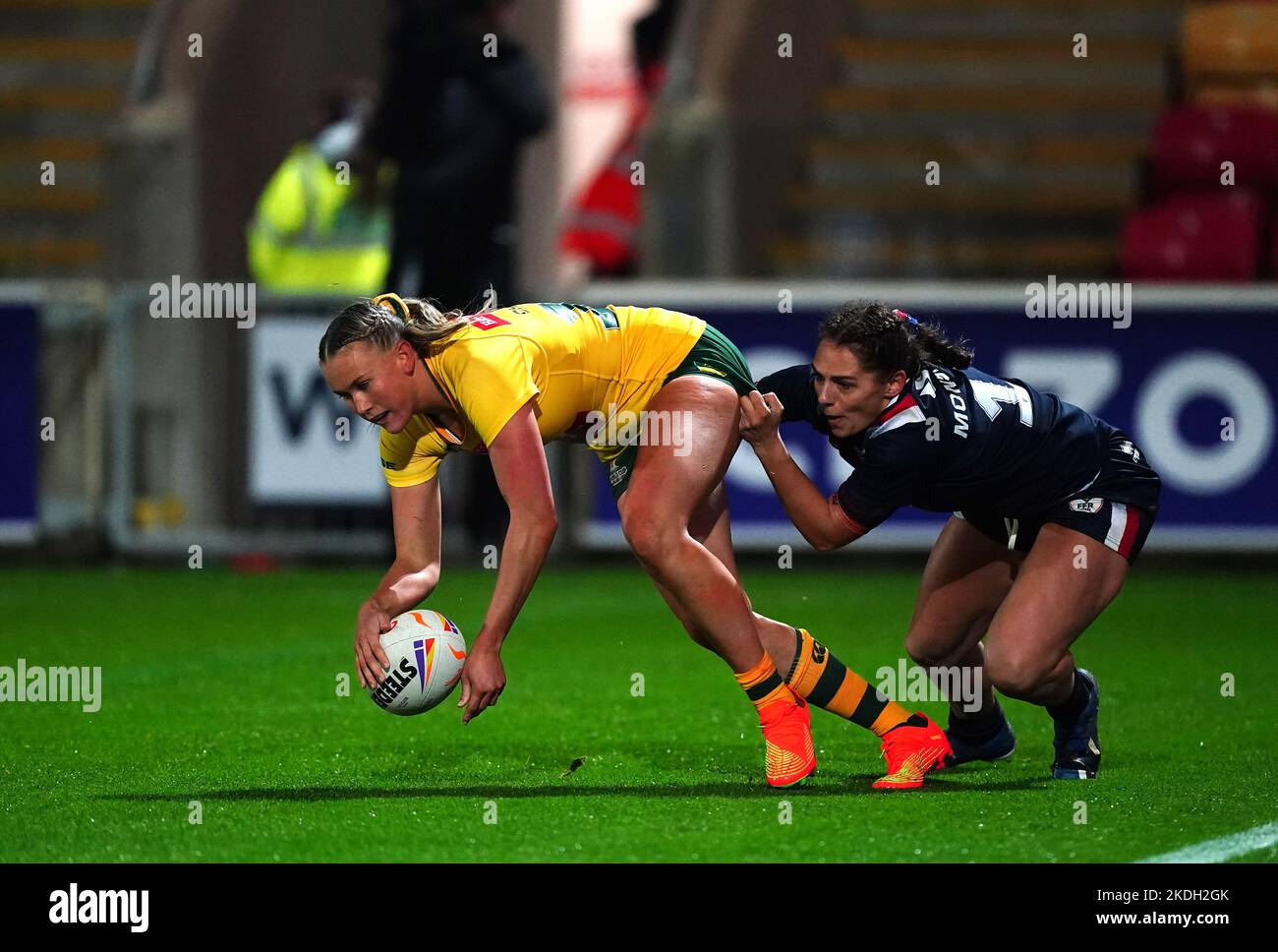 Australia's Jaime Chapman scores a try during the Women's Rugby League ...