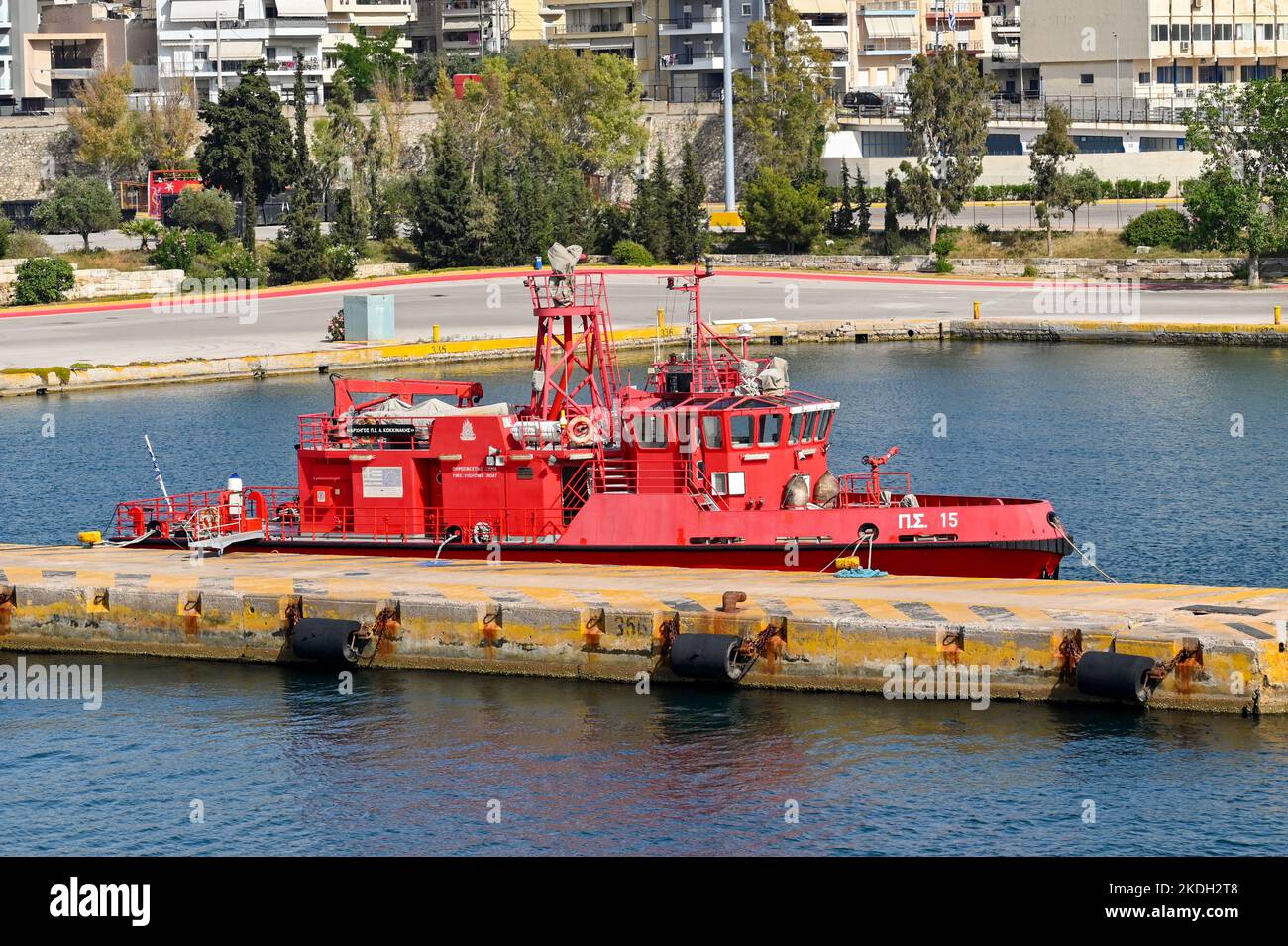 Piraeus, Athens, Greece - June 2022: Tug boat with firefighting water ...