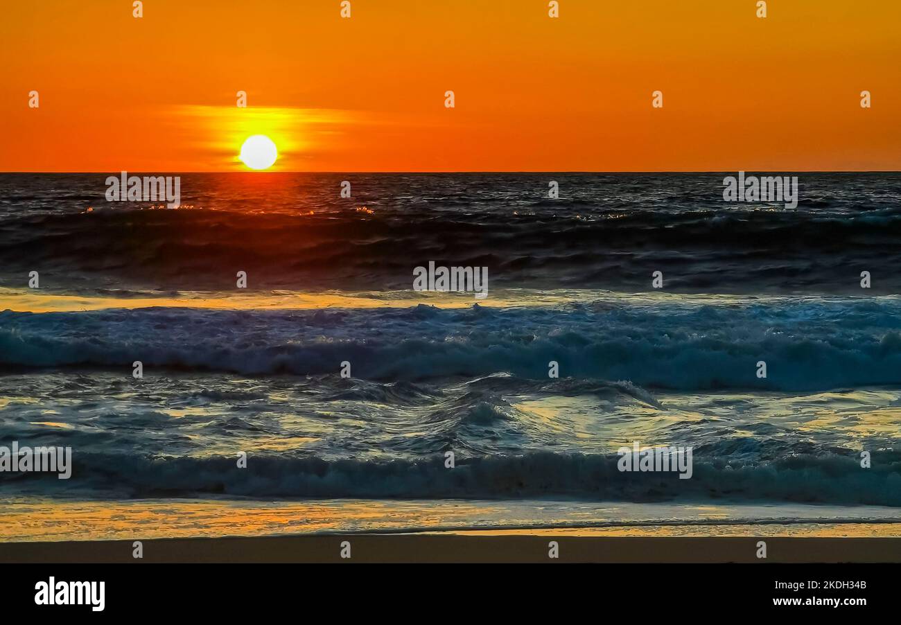 Beautiful stunning colorful and golden sunset in yellow orange red on ...