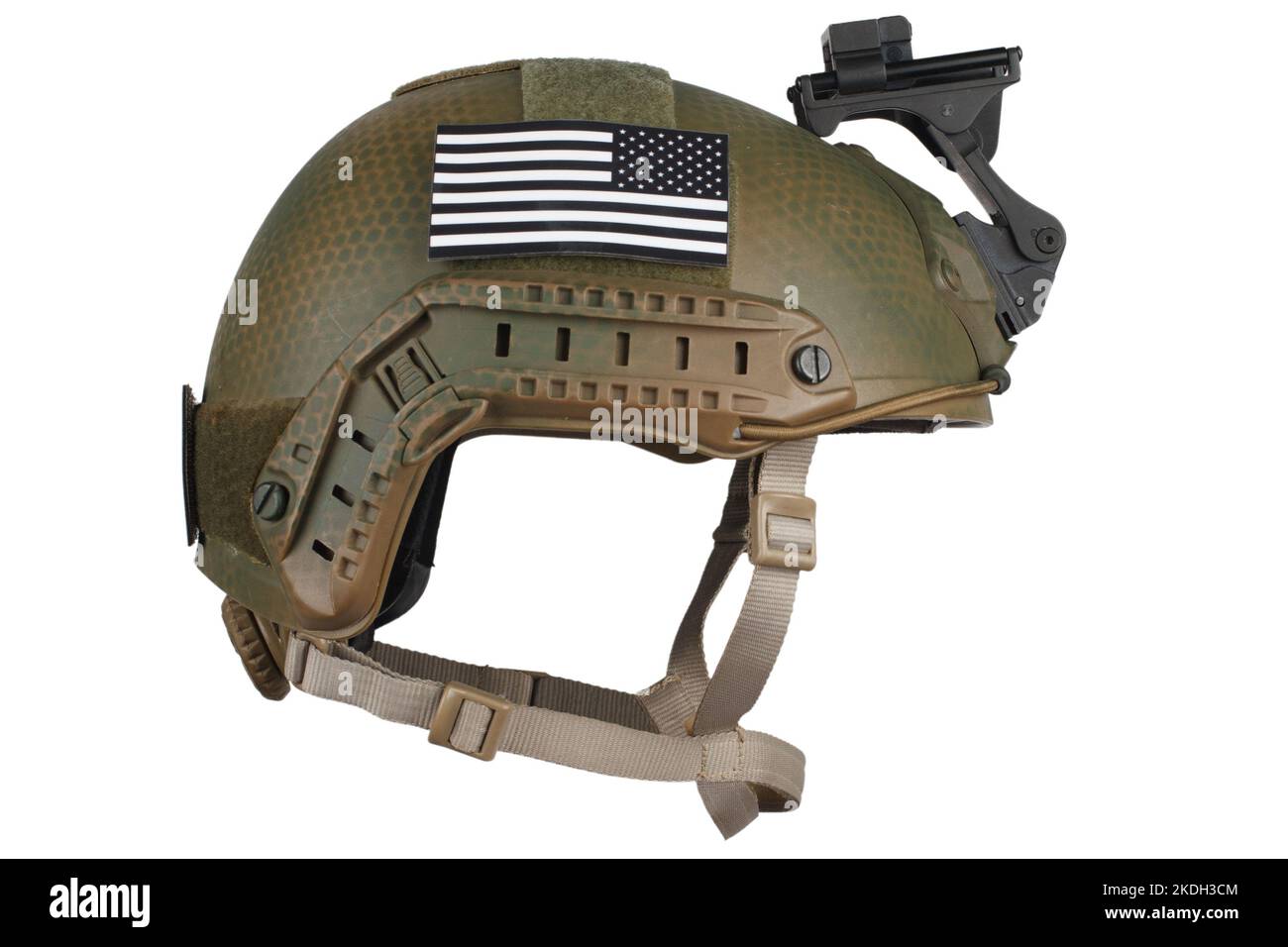 US army kevlar helmet with infrared tab - US flag isolated on white ...